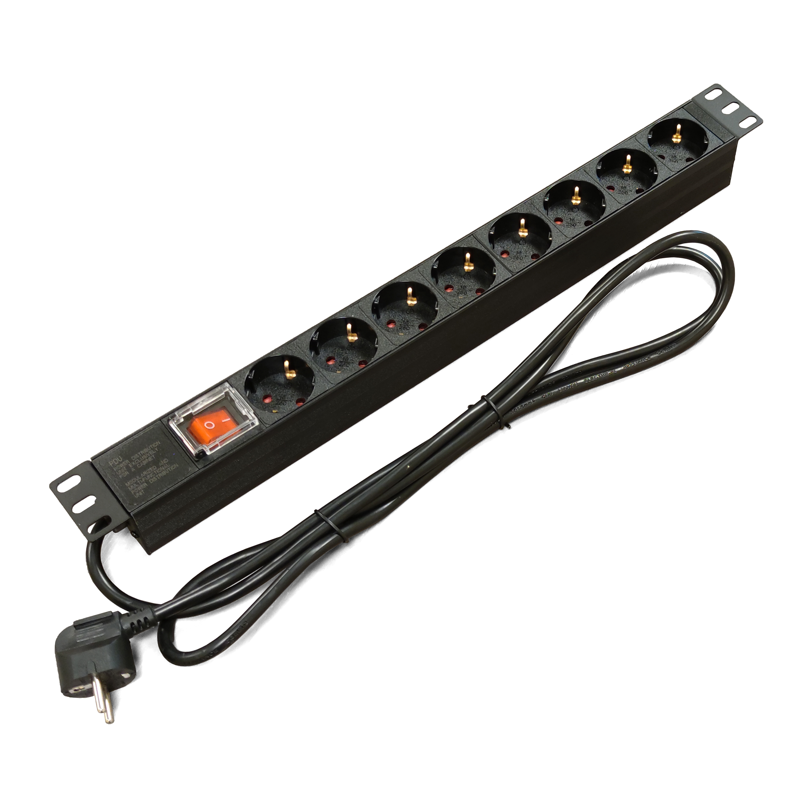 PDU 19" 1U 8ways German PDU with switch, black